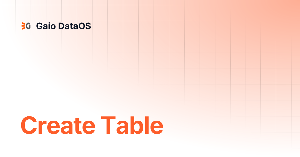Create Table | Gaio DataOS