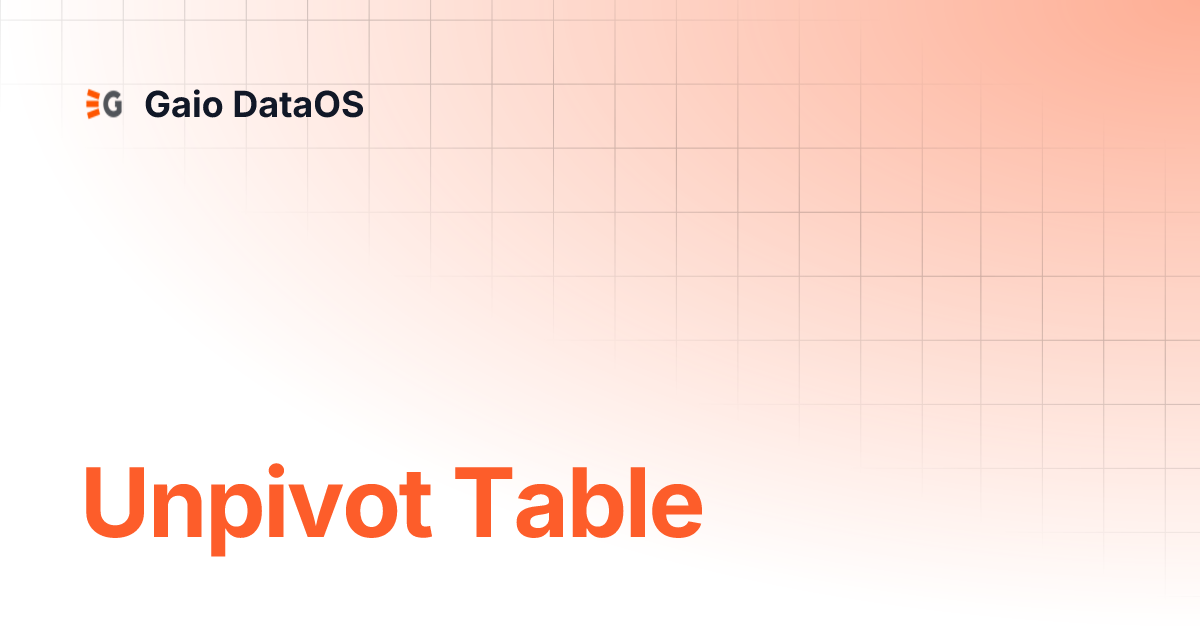 Unpivot Table | Gaio DataOS